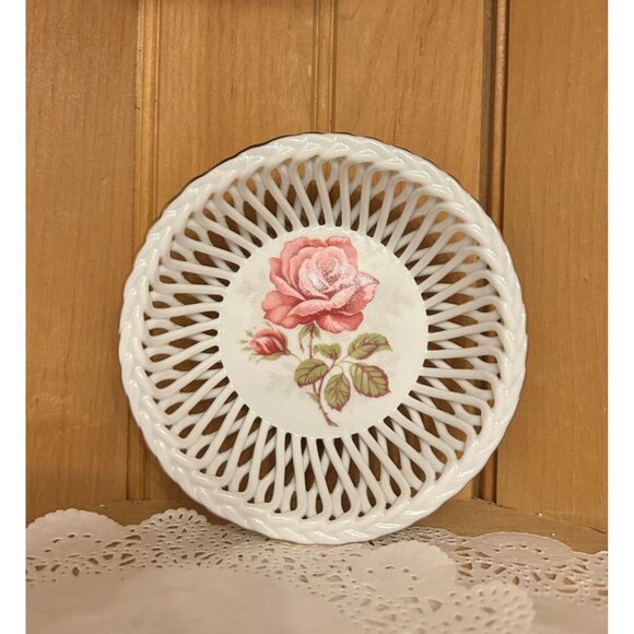 Apulum | Accents | Vintage Apulum Porcelain Reticulated Bowl Pink Rose ...